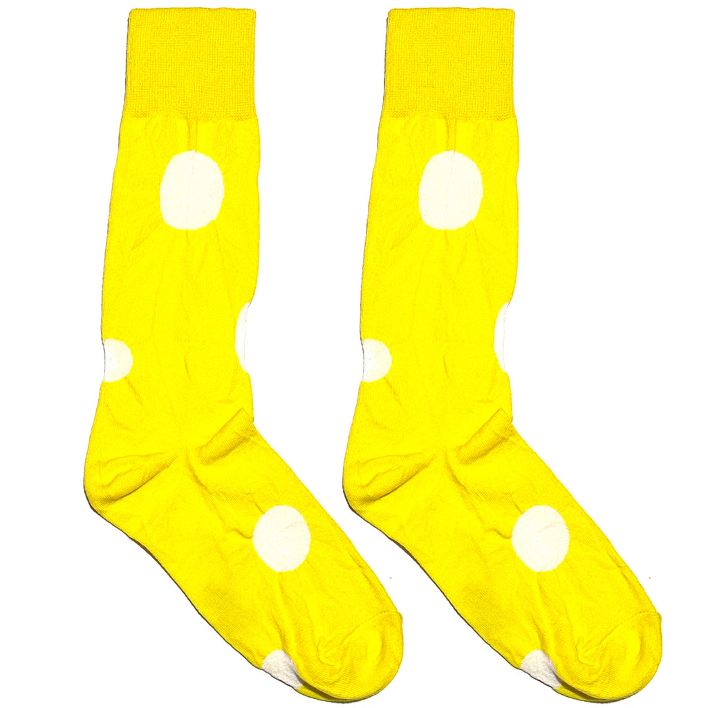 Yellow And White Polka Socks – themensden.pk