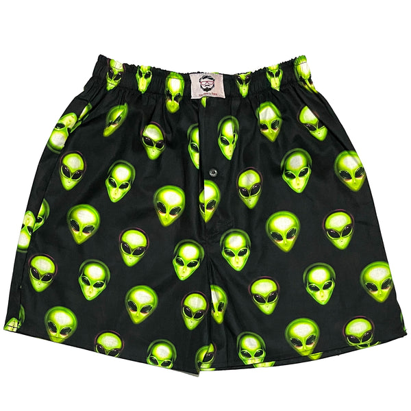 Black And Green Alien Cotton Boxers – themensden.pk