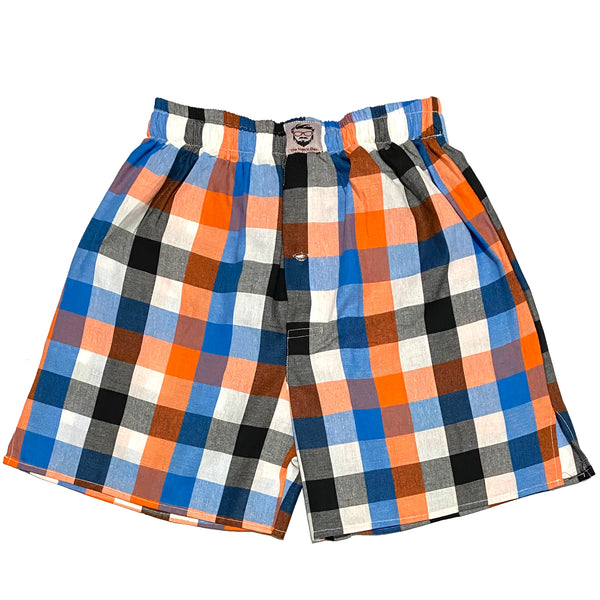 Blue And Orange Chequered Cotton Boxers – themensden.pk