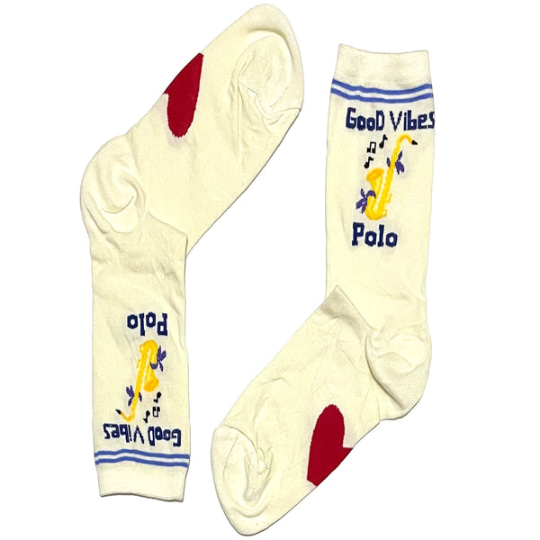 White Good Vibes Polo Short Crew Socks – themensden.pk