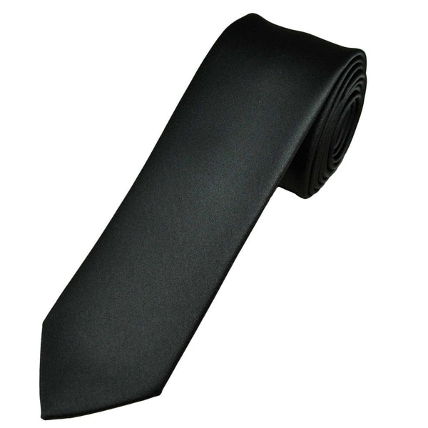 Solid Black Polyester Tie – themensden.pk