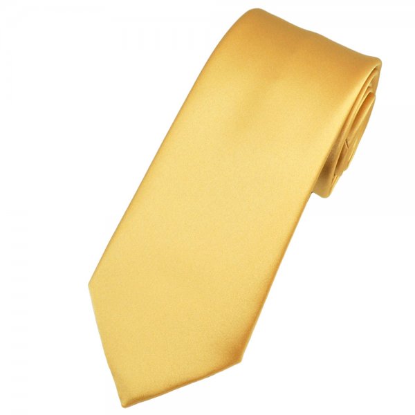 Solid Champagne Gold Polyester Tie – themensden.pk